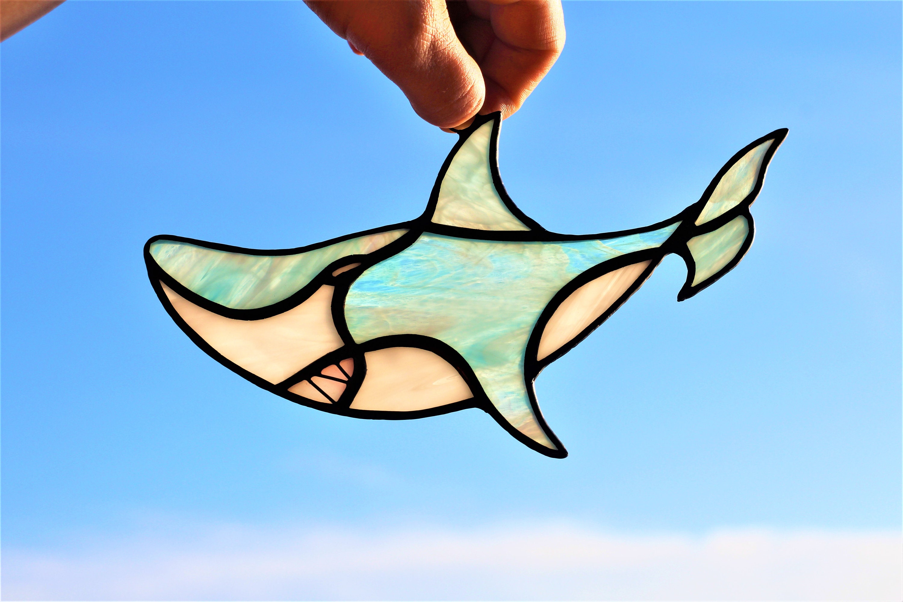 Stained Glass Shark Suncatcher Daddy Shark Window Hanging | Etsy