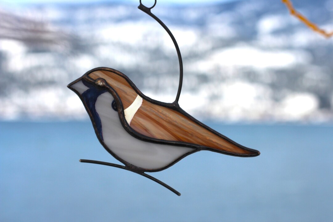 Sparrow Stained Glass, Sparrow Suncatcher, Window Hanging, Bird ...