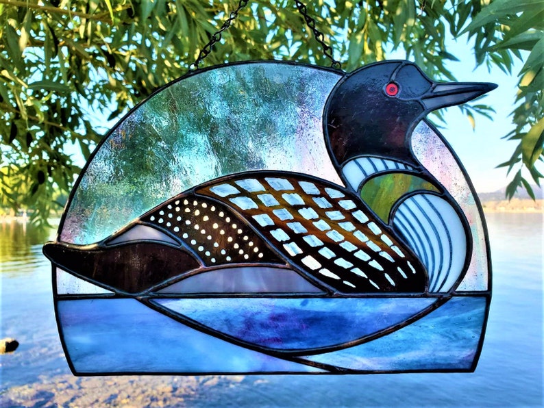 Loon Stained Glass Suncatcher Pacific Loons Window Hanging - Etsy
