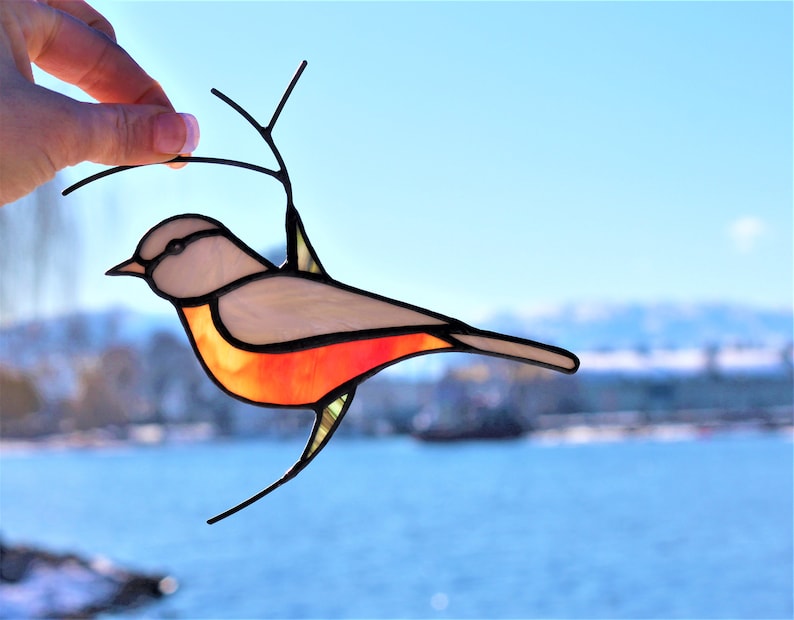 Stained Glass Robin Suncatcher Hanging Robin Suncatcher - Etsy