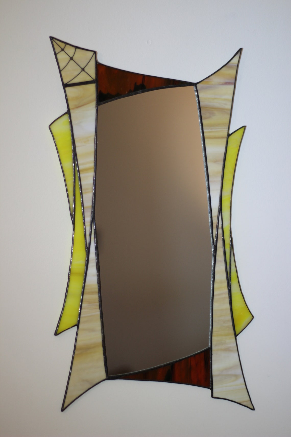 Stained glass Mirror Stained glass Abstract decor Stained | Etsy