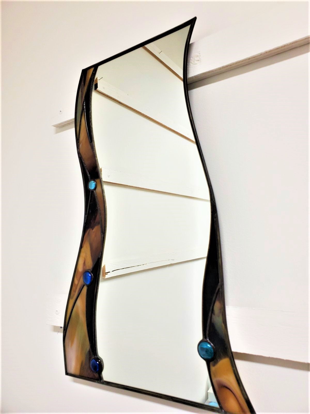 Mirror Stained Glass Abstract Mirror Decor Stained glass | Etsy