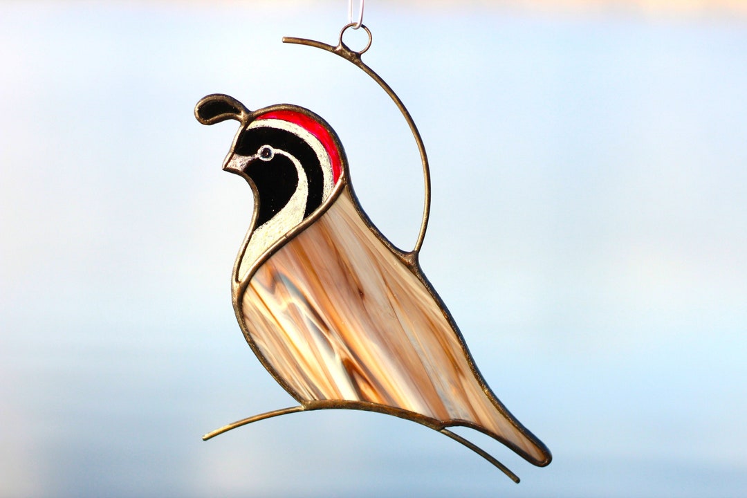 Stained Glass Quail, Quail Suncatcher, California Quail, Stained Glass ...