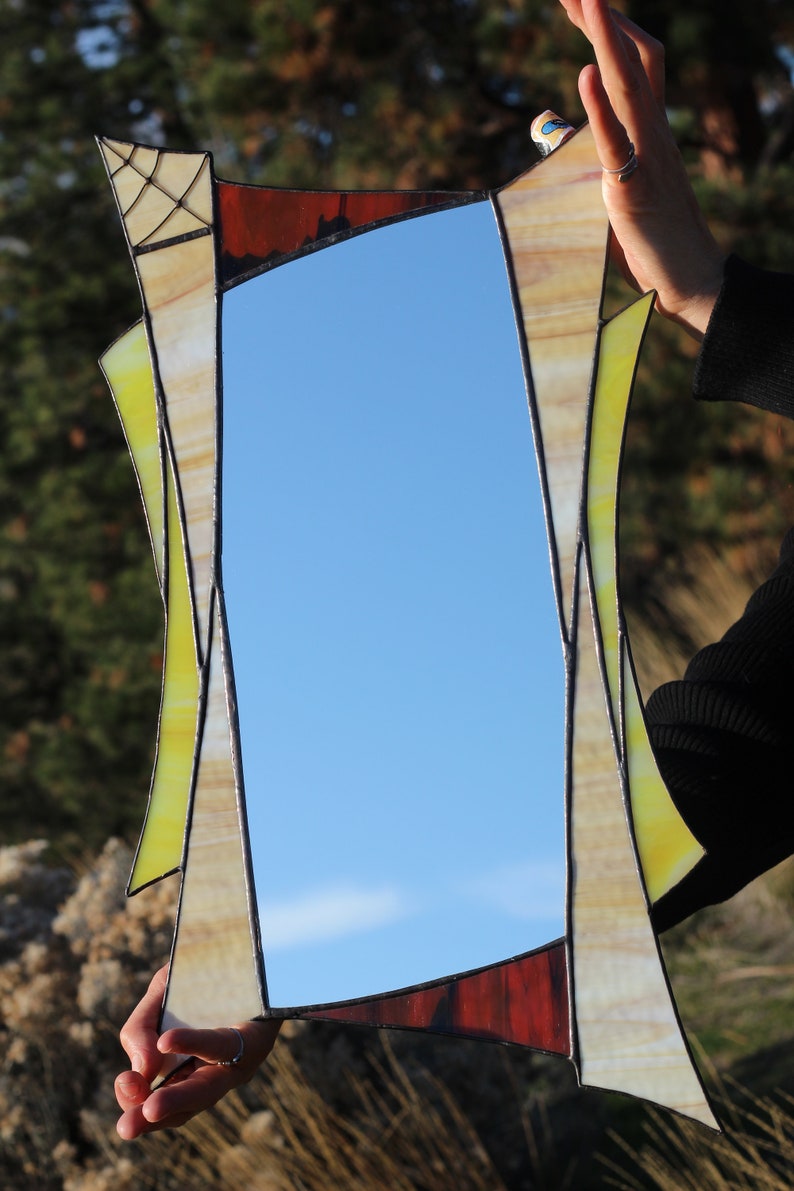Stained Glass Mirror Stained Glass Abstract Decor Stained | Etsy