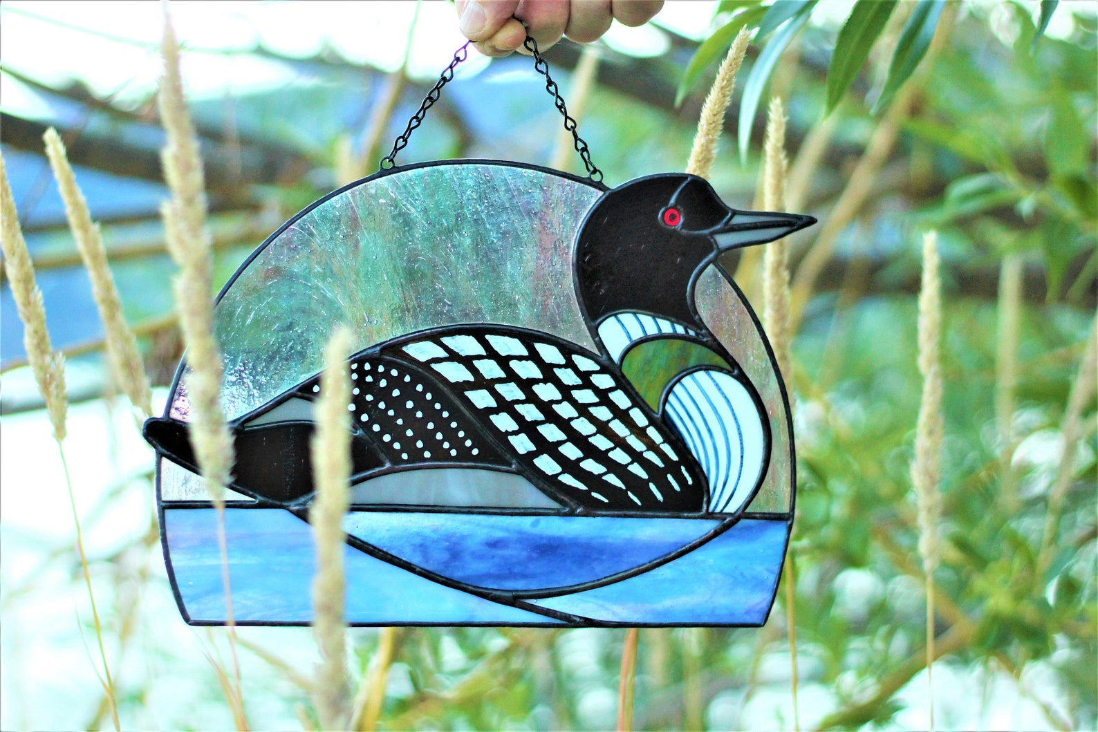 Loon Stained Glass Suncatcher Pacific Loons Window Hanging | Etsy