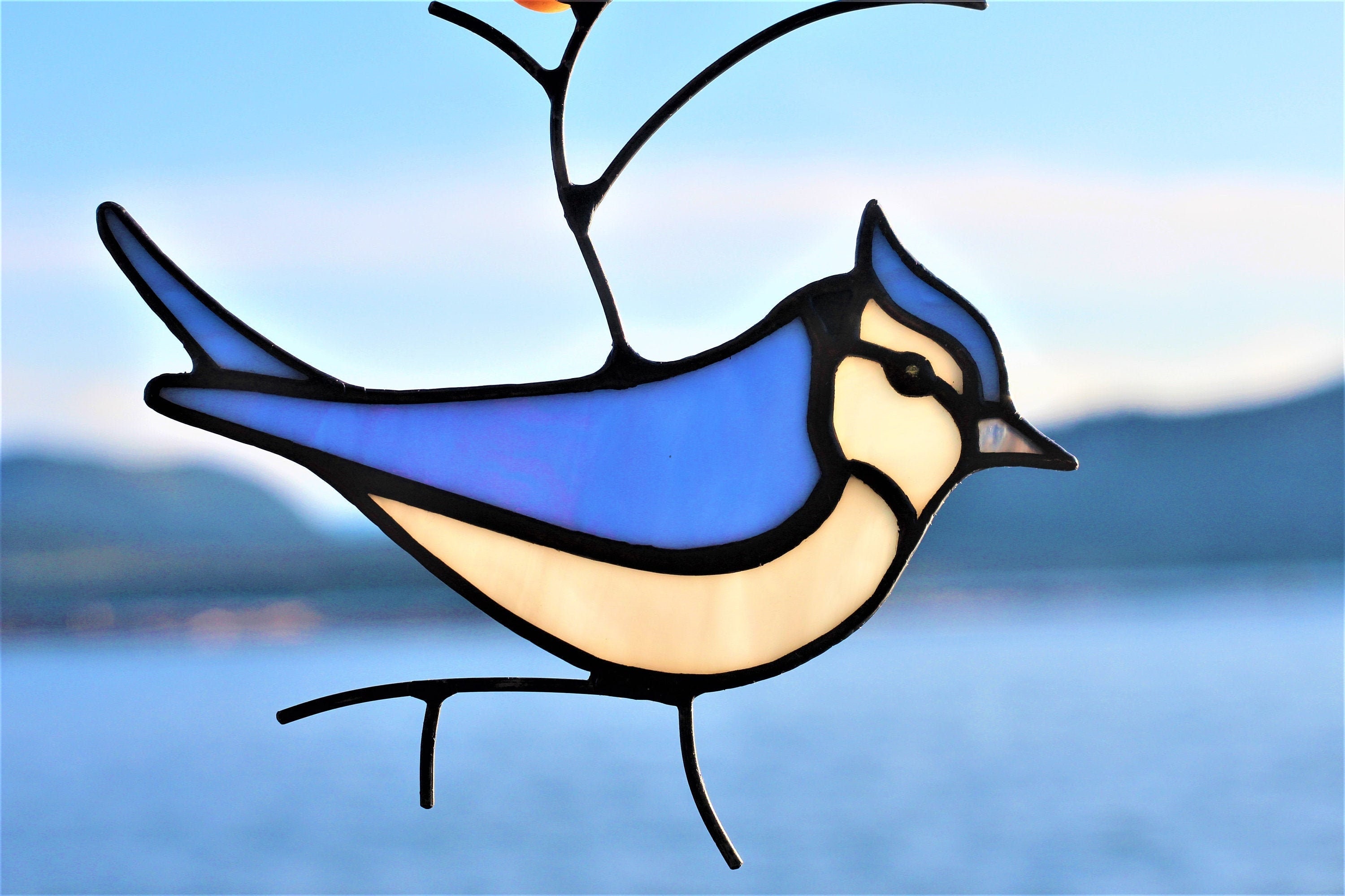 Blue Jay Stained Glass Bluejay Suncatcher Window Hanging - Etsy Canada