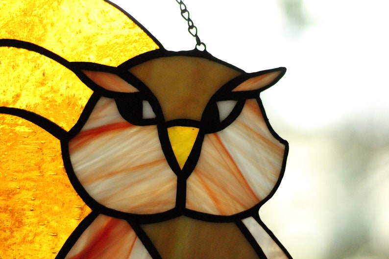 Owl Window Panel Stained Glass Panel Stained Glass Owl Owl - Etsy