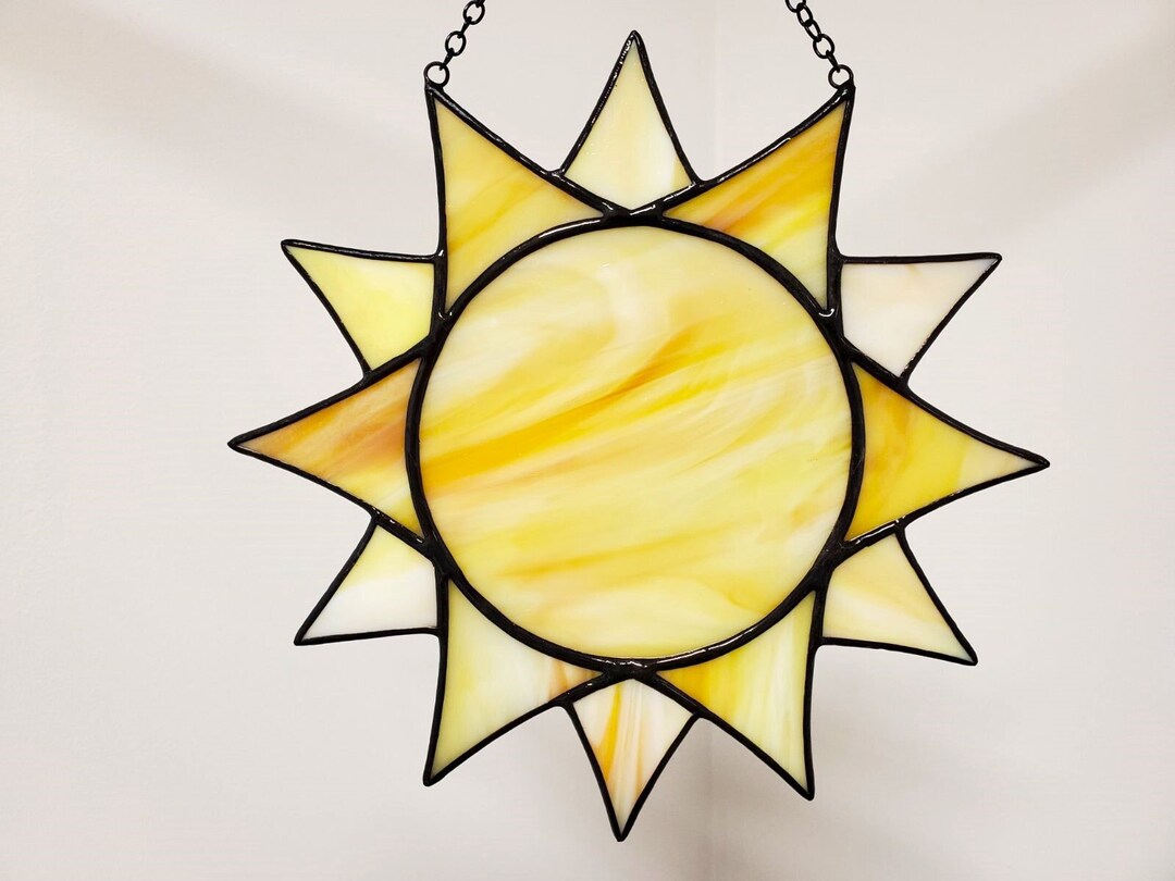 Stained Glass Sun Stained Glass Sun Decor Sun Catcher Sun - Etsy