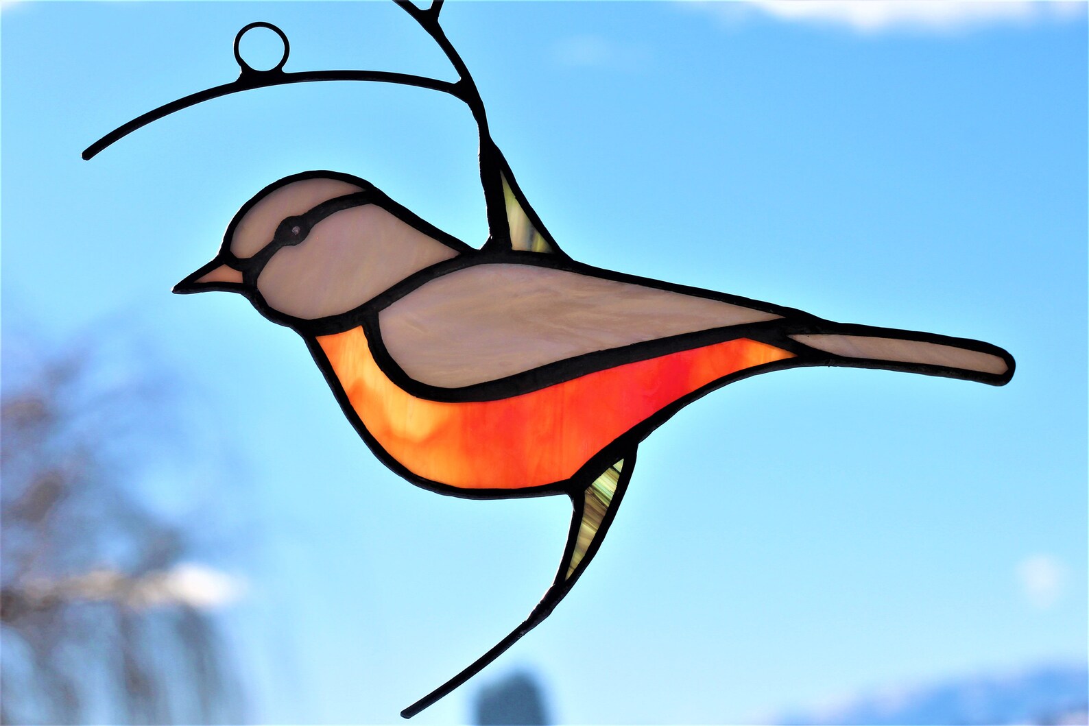 Stained Glass Robin Suncatcher Hanging Robin Suncatcher | Etsy