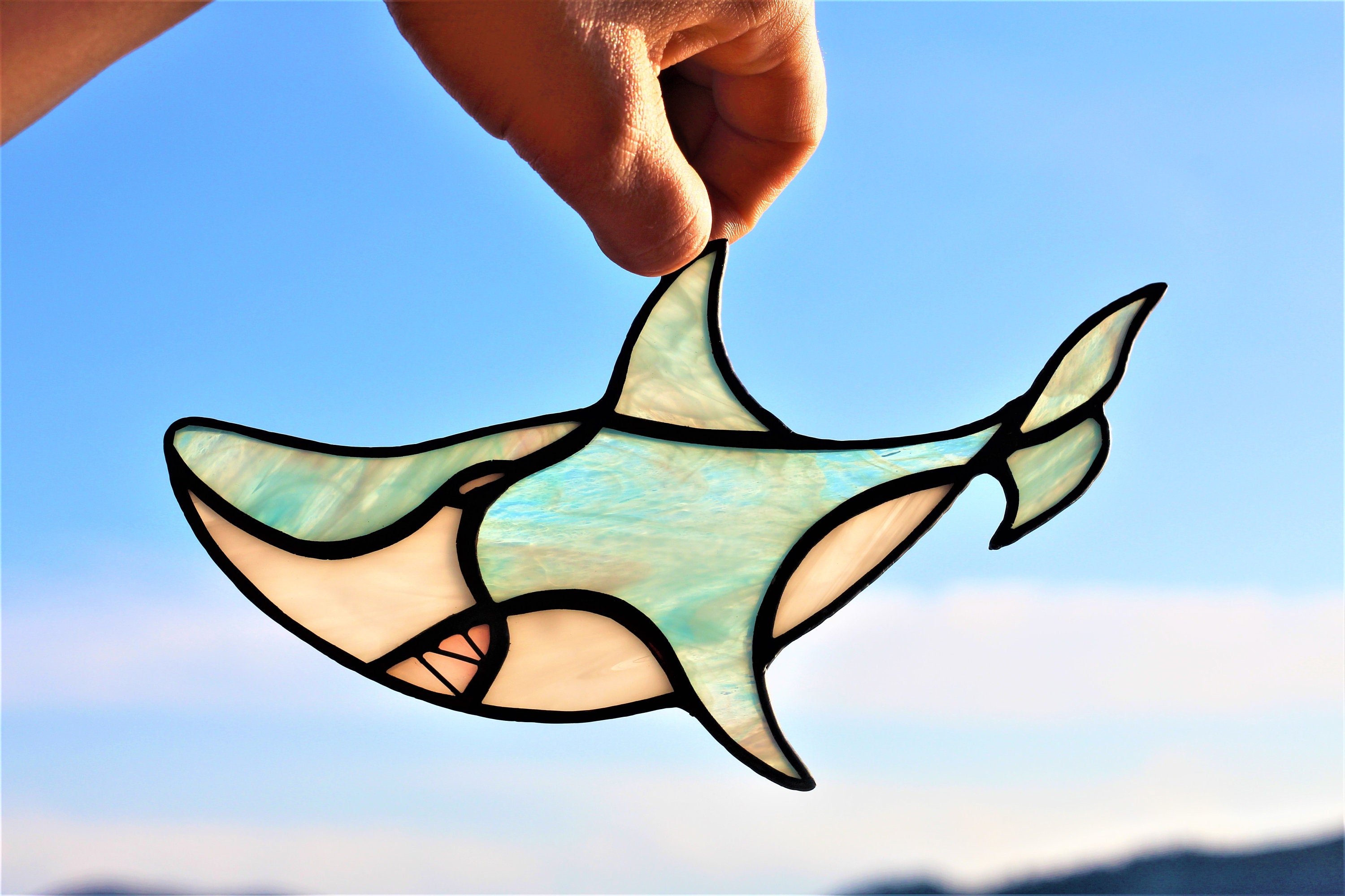 Stained Glass Shark Suncatcher Daddy Shark Window Hanging | Etsy