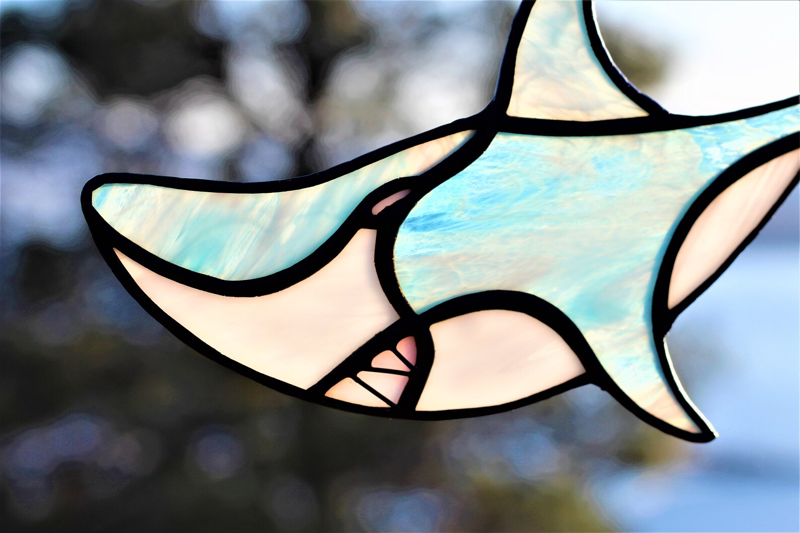 Stained Glass Shark Suncatcher Daddy Shark Window Hanging | Etsy