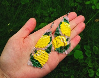 Lemon Seed Bead Earrings - Etsy