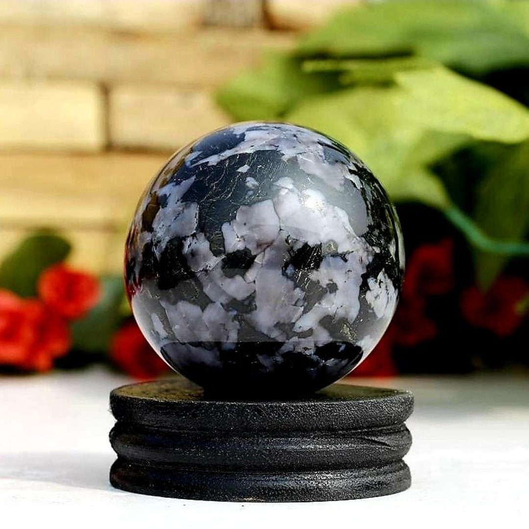 55MM Blue Indigo Gabbro Healing Metaphysical Power Stone Sphere Ball ...