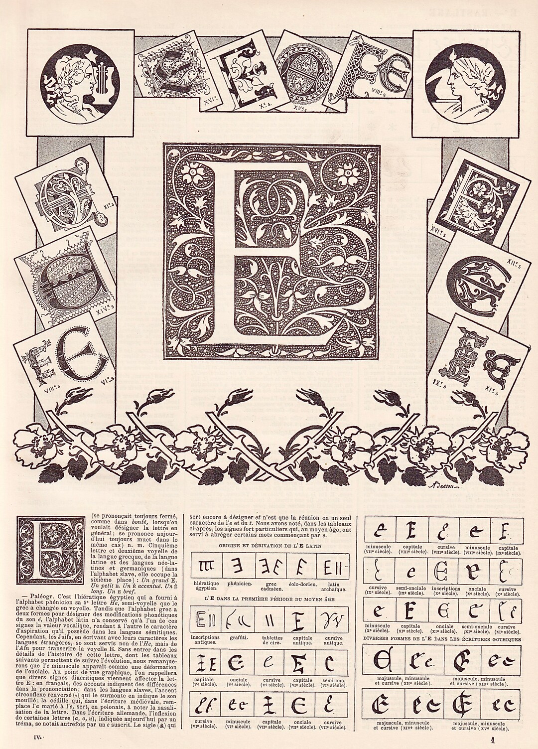 Ancient French, Alphabet, Original Illustrated Plate From the New ...