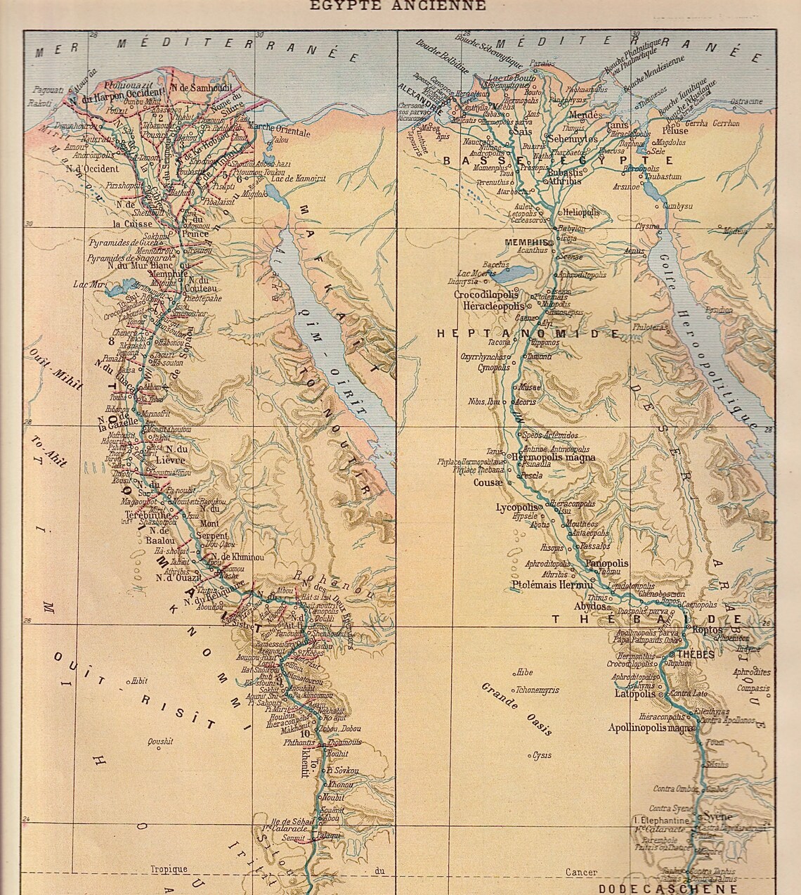 Ancient French Map of Ancient Egypt Original Engraving From - Etsy