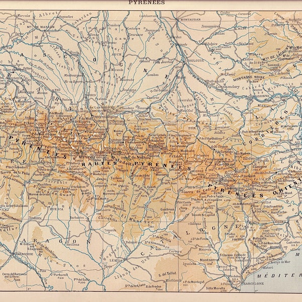 Pyrenees Map - Etsy
