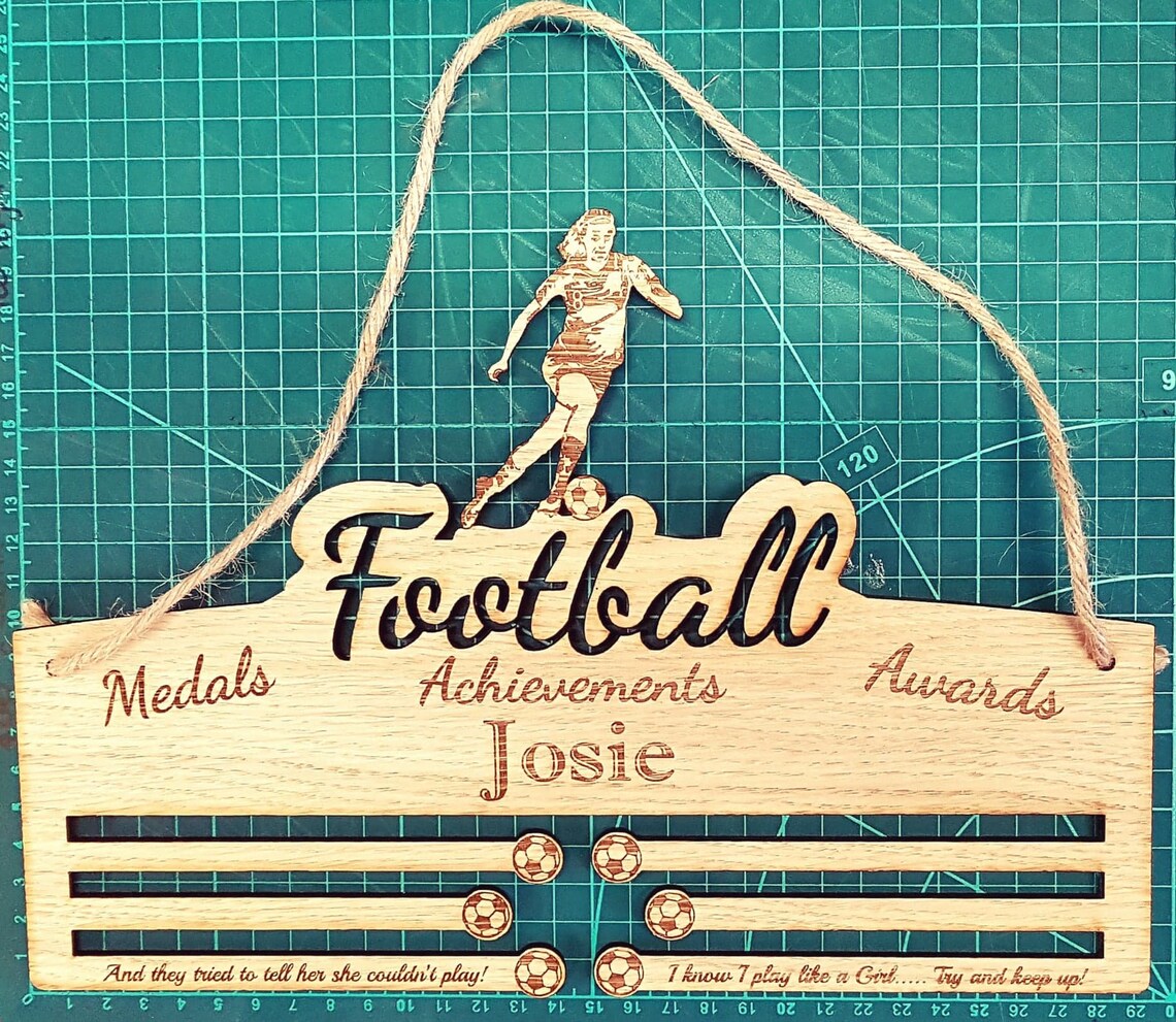 Girls Women's Oak Veneer Football Medal Holder - Etsy
