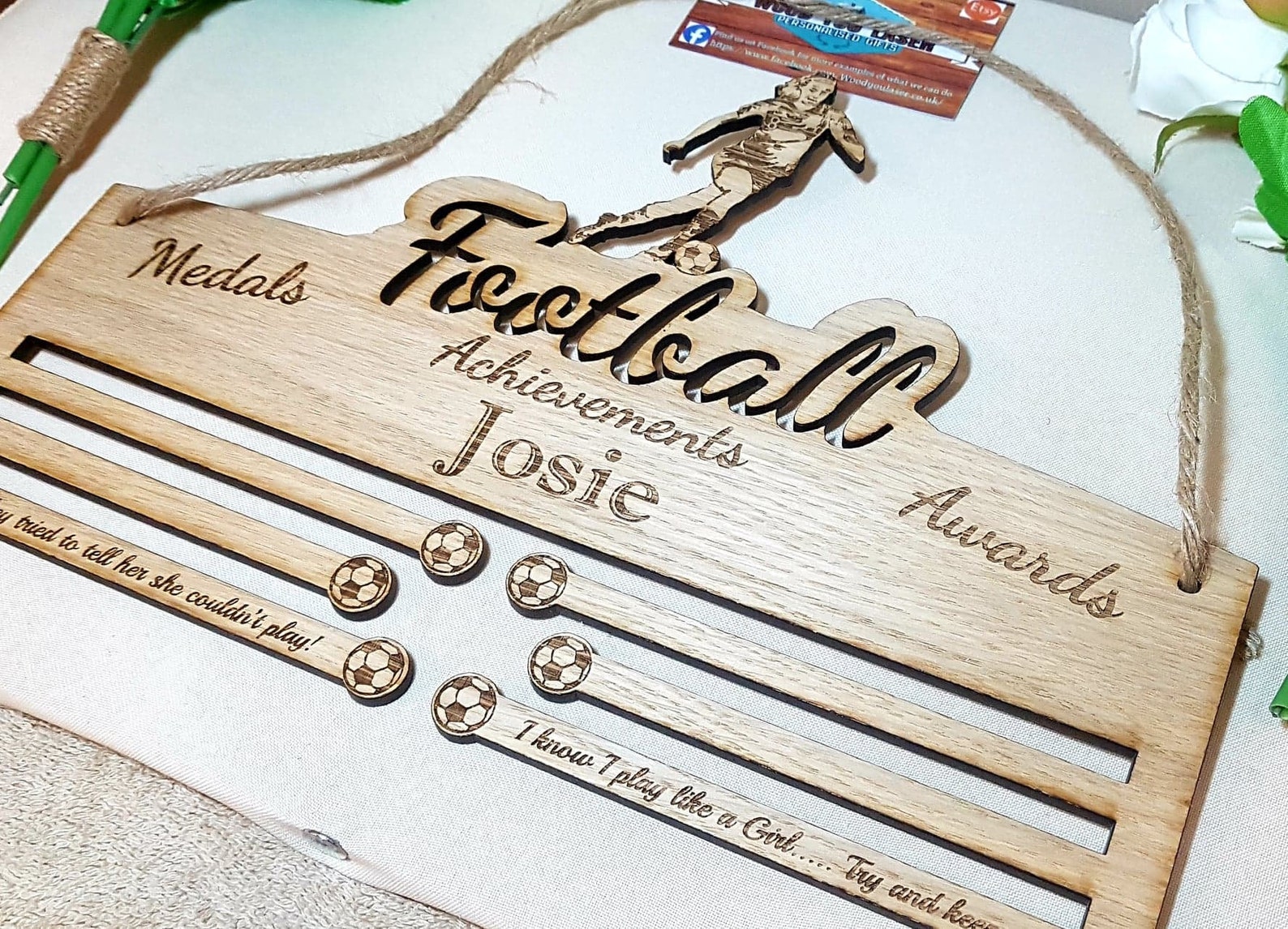 Girls Women's Oak Veneer Football Medal Holder - Etsy