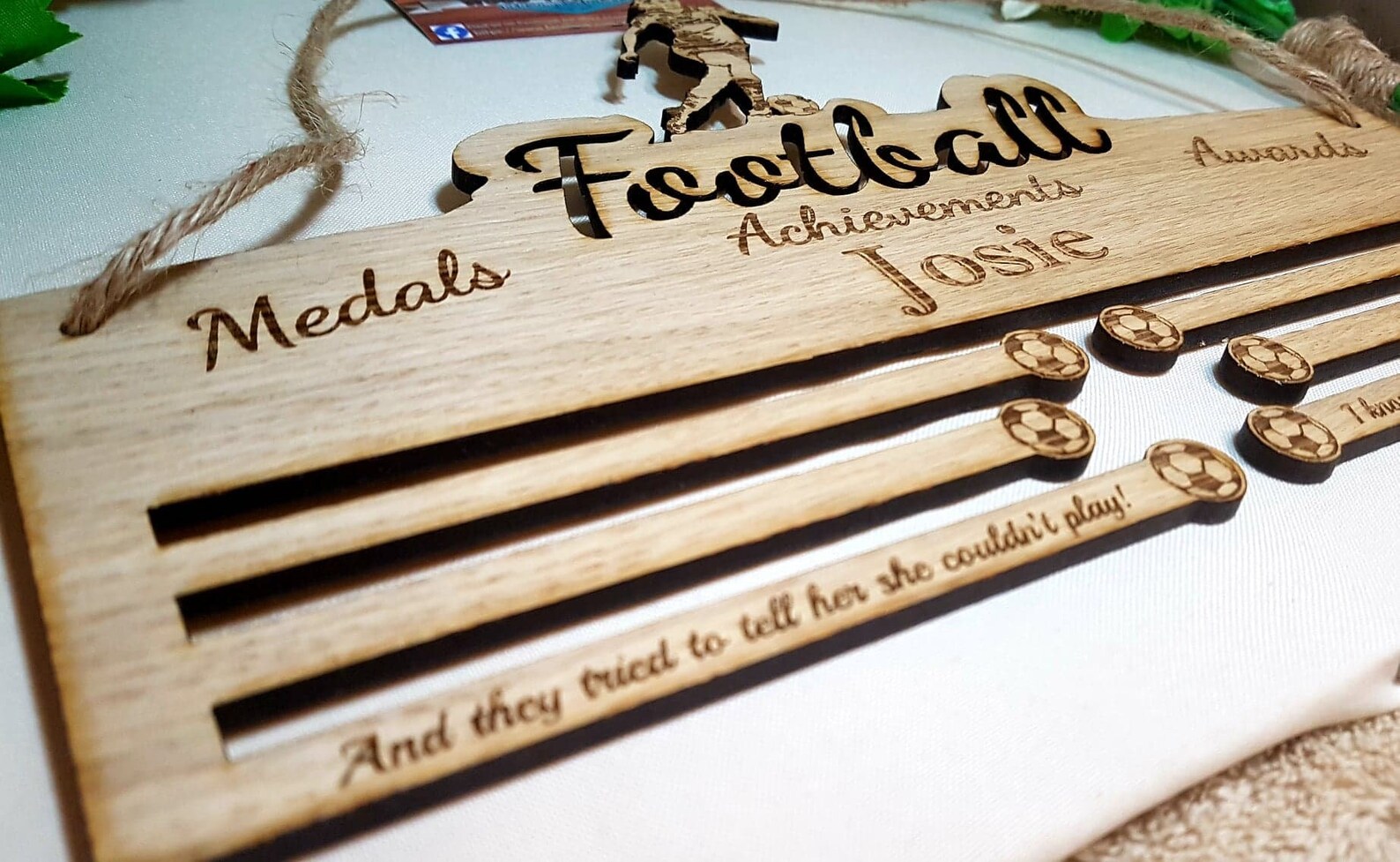 Girls Women's Oak Veneer Football Medal Holder - Etsy