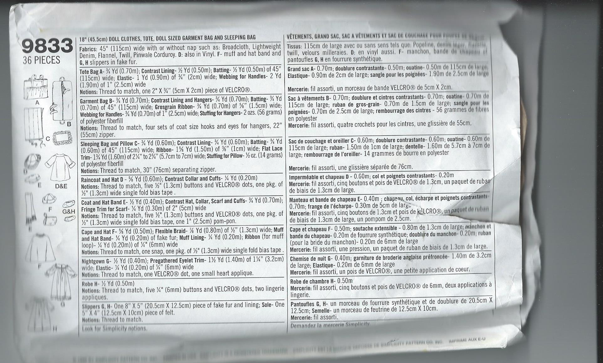 Simplicity 7497 Crafts Sewing Pattern for Doll Clothes for - Etsy