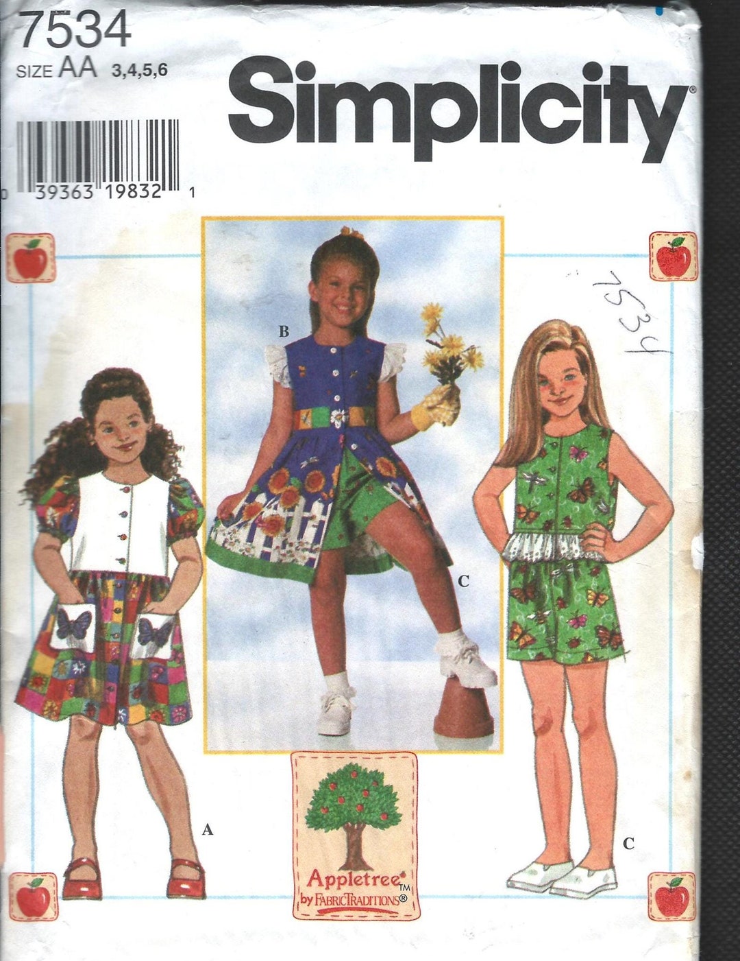 Simplicity7534 AA Sewing Pattern Girl Play Dress Summer Clothes Top ...