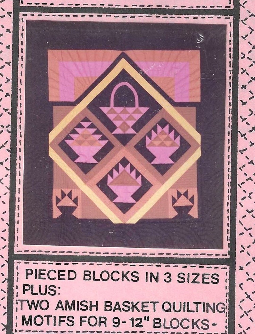 Quilt Template Amity Amish Inspired Design 001 Amish Basket Art Quilts ...