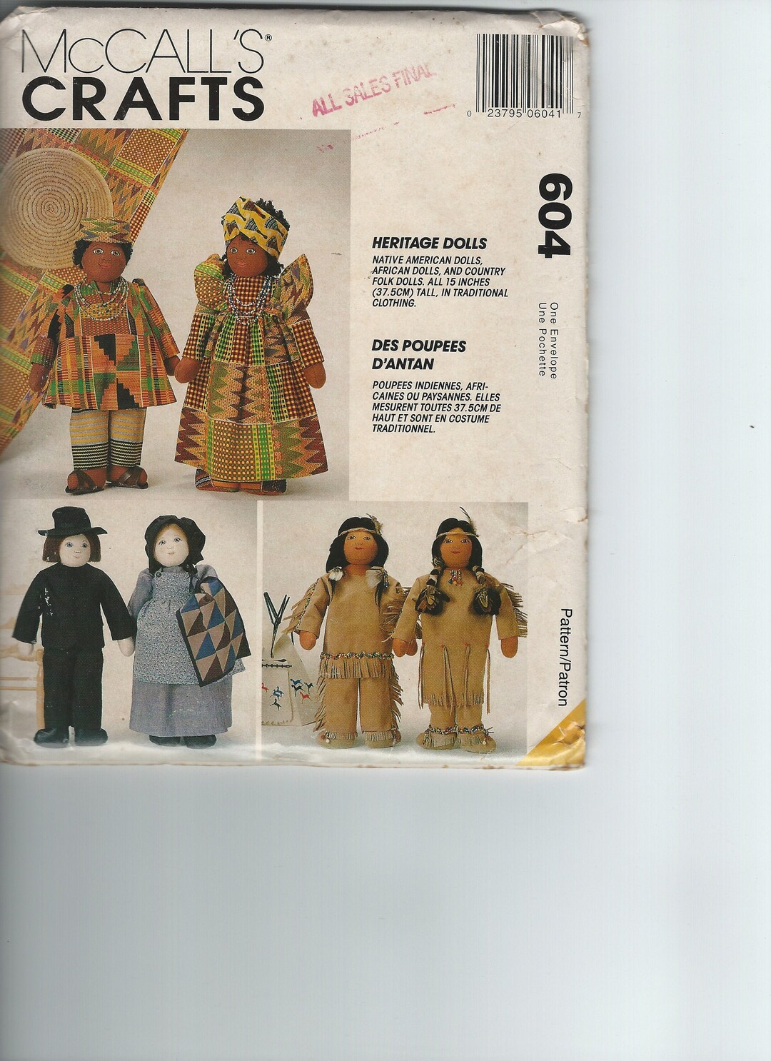 Mccall 604 Craft Sewing Pattern Heritage Dolls Heirloom Dolls Stuffed ...