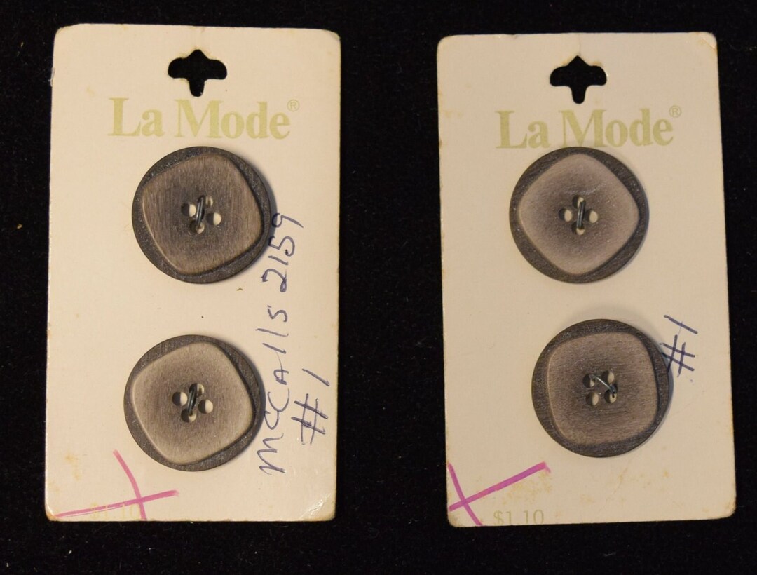 VINTAGE La Mode Buttons Frosty Taupe Button No. 29551 Round Square ...