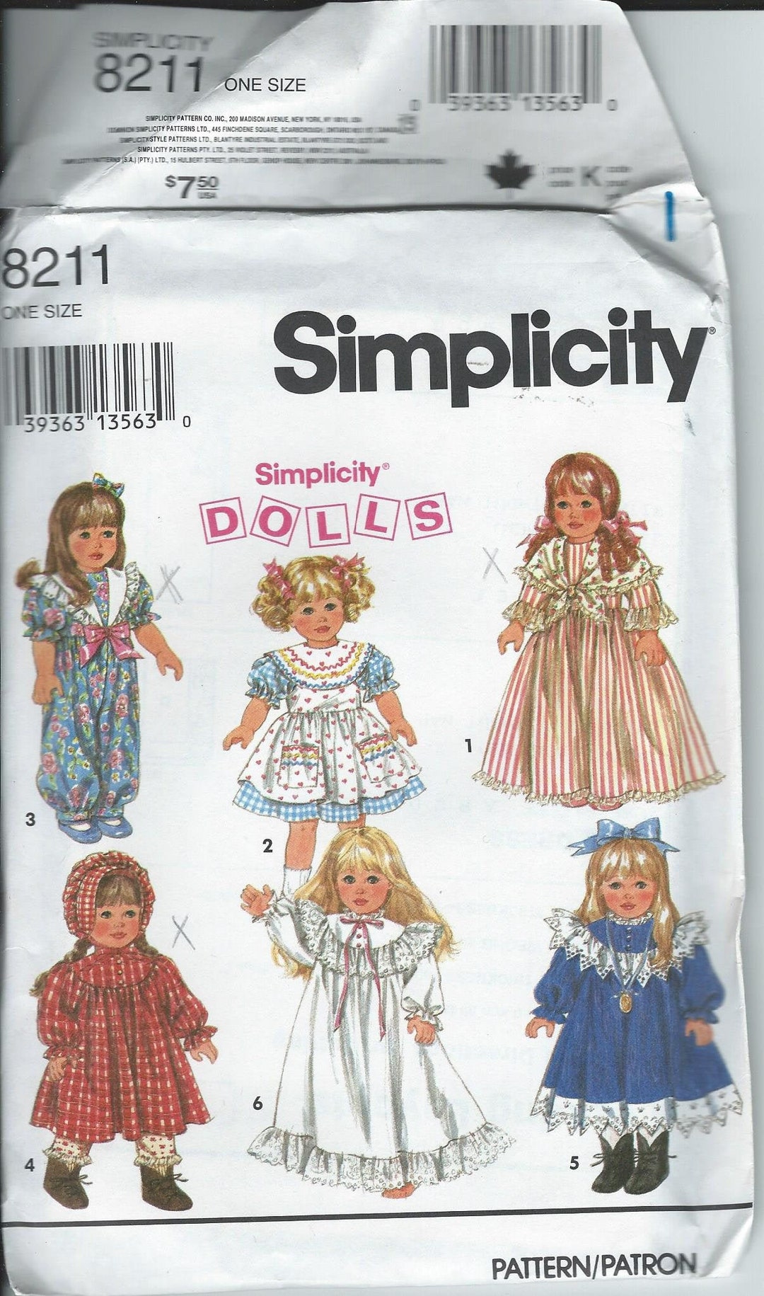 Mccall #8211 Craft Sewing Pattern 18" Heirloom Dolls Stuffed Dolls Rag ...