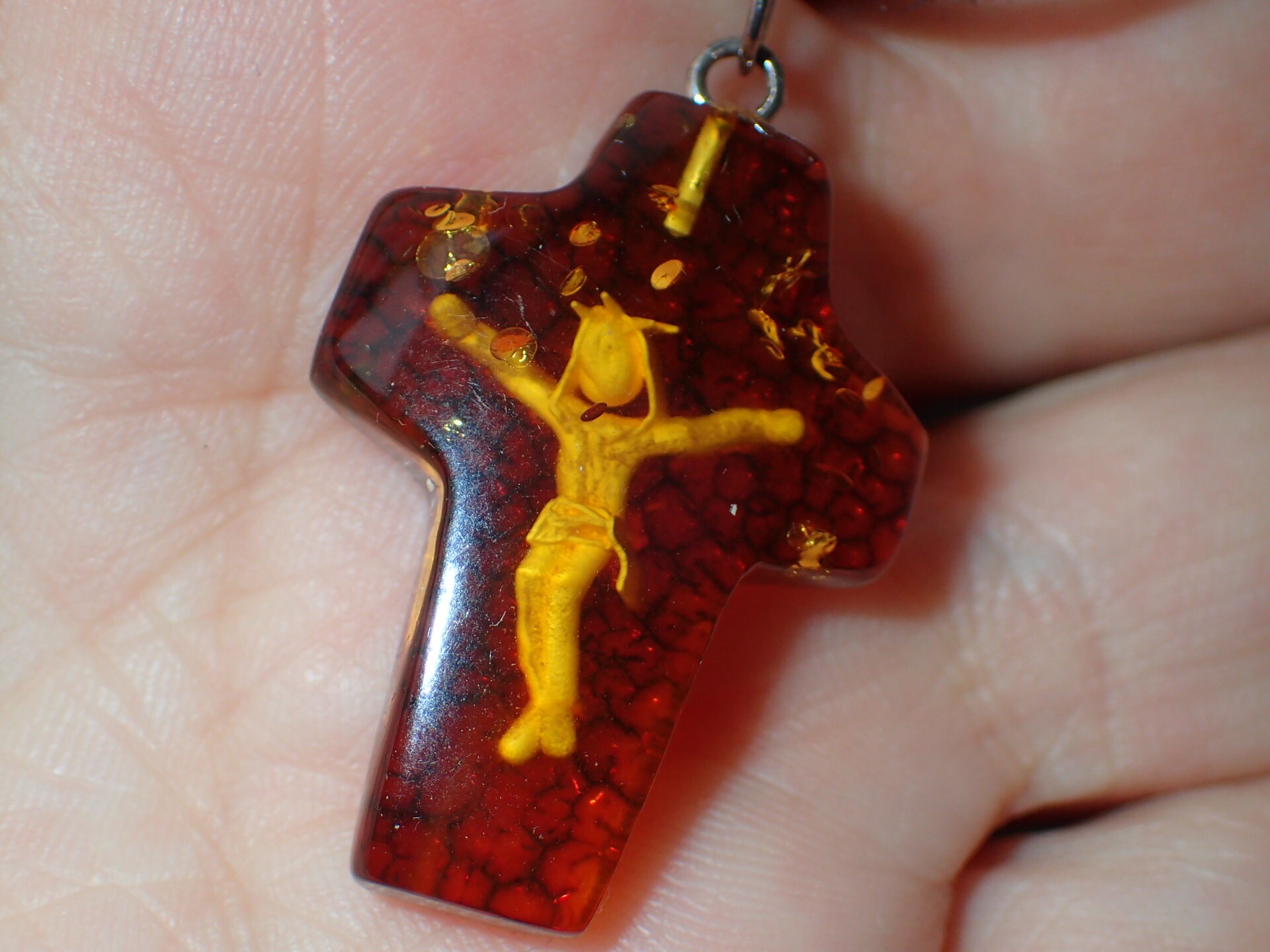 Baltic Amber Cross With a Picture of Christ - Etsy