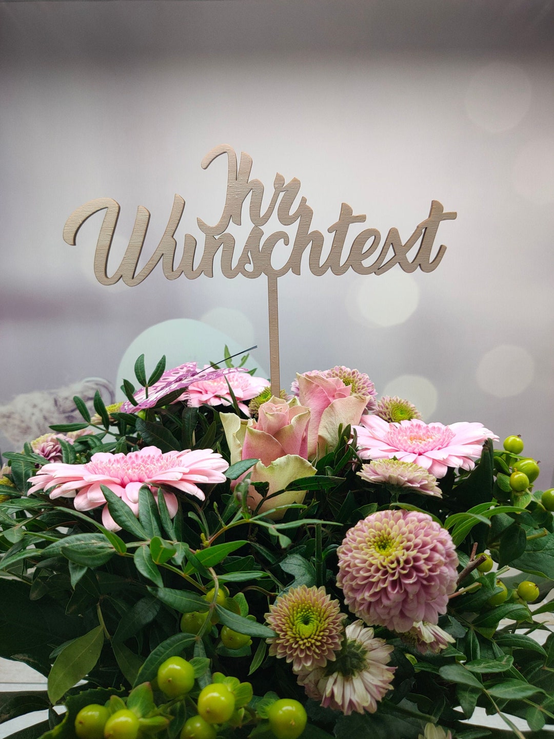 Flower Picker / Flower Plug your Desired Text Made of Wood - Etsy