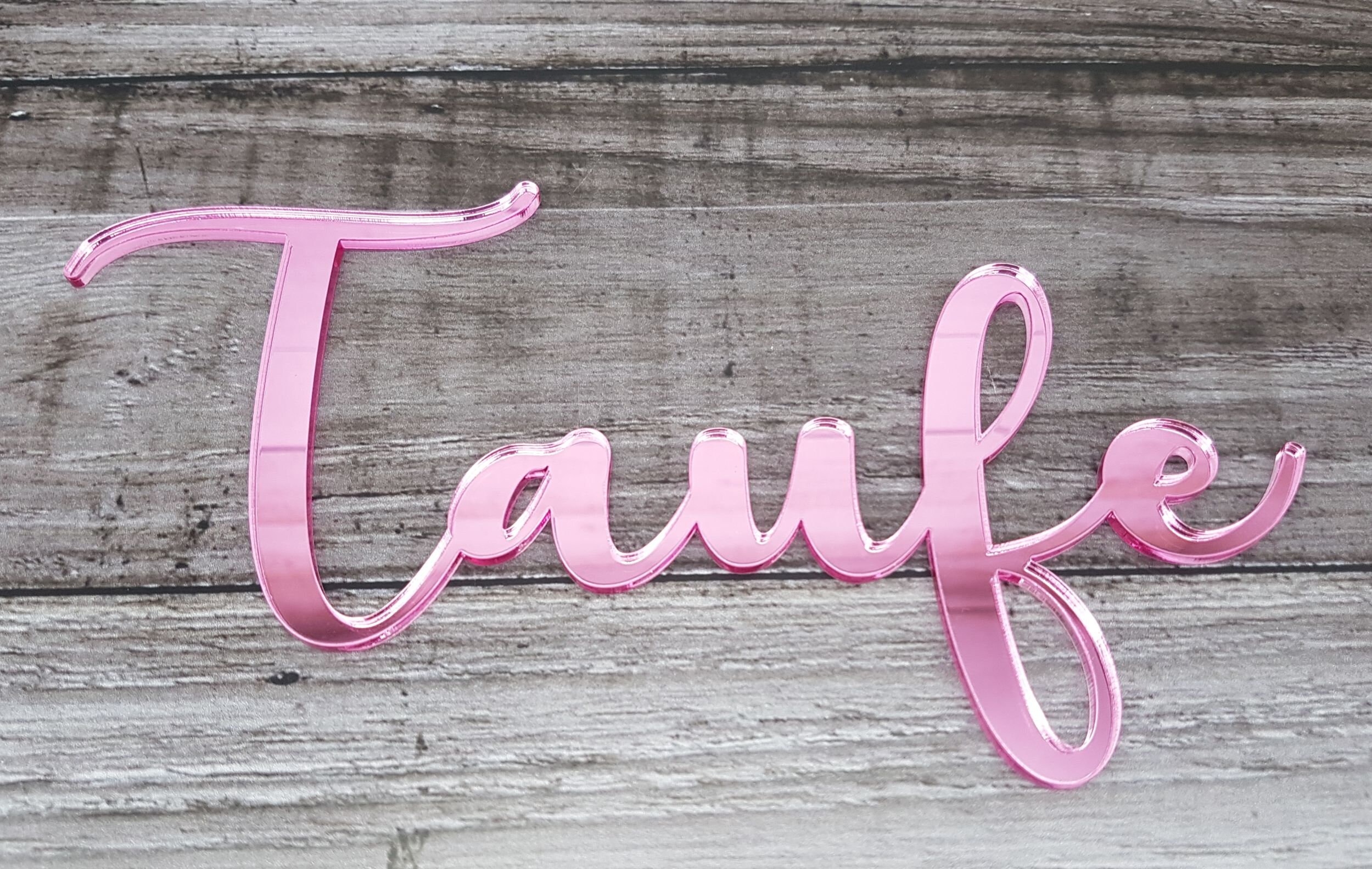 Lettering Baptism From Mirror Acrylic Pink - Etsy UK