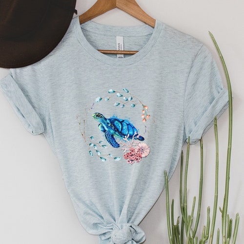 Sea Turtle T-shirt Floral Sea Turtles Save the Turtles - Etsy