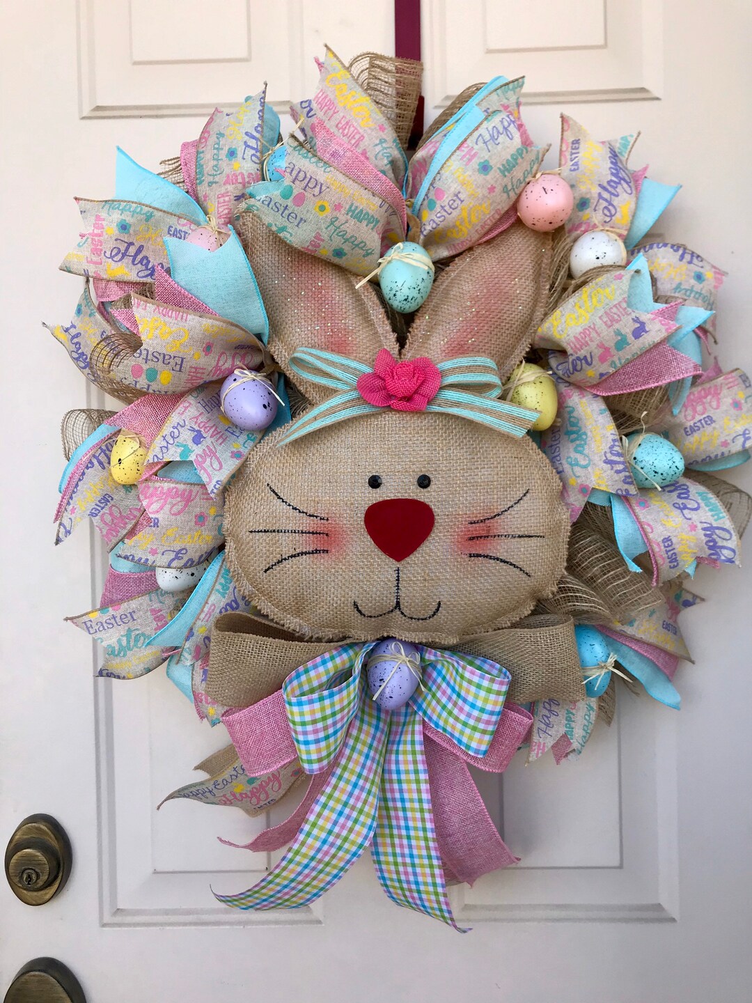Easter Bunny Wreath, Front Door Wreath, Rustic Bunny Wreath, Farmhouse ...