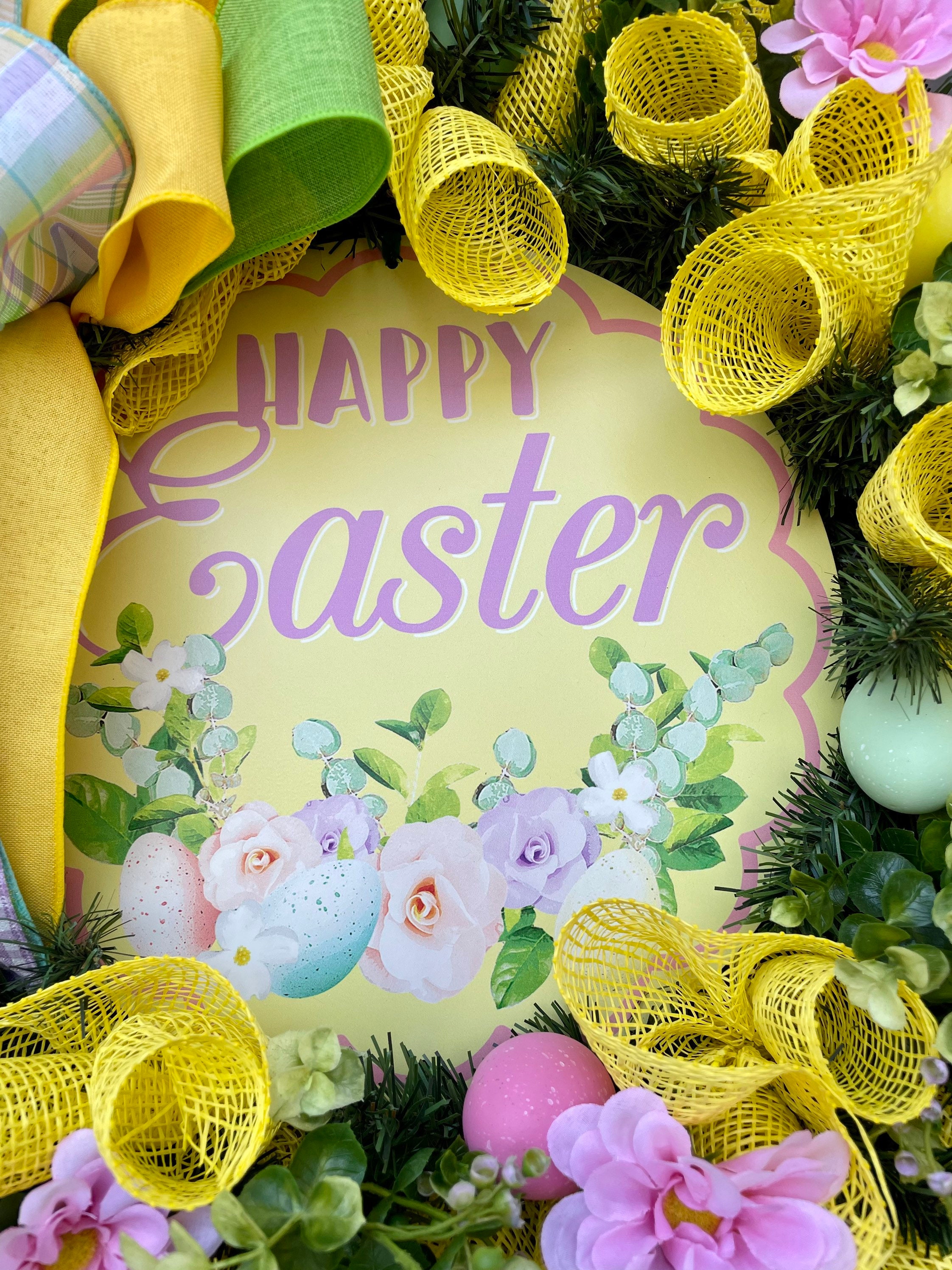 Happy Easter Wreath, Spring Wreath, Easter Wreath, Easter Door Hanger ...