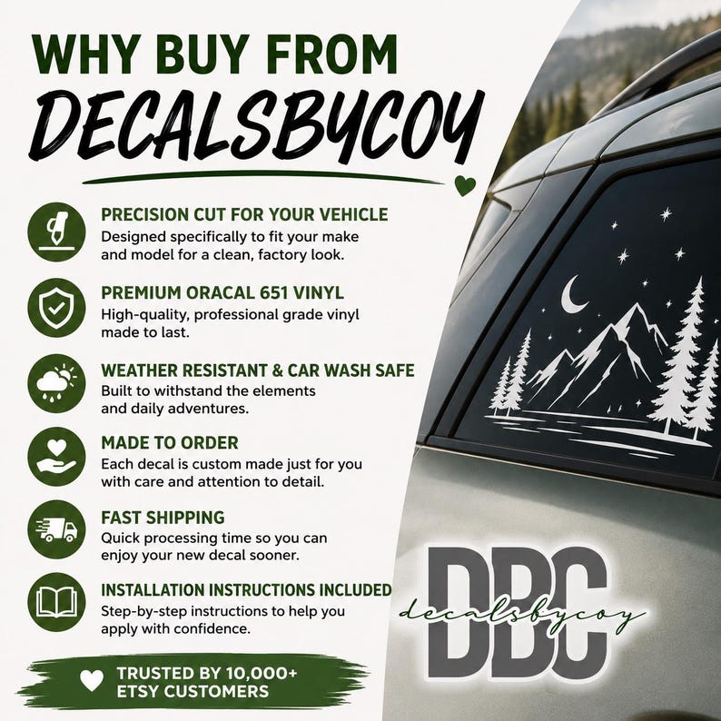Mountain & Trees Quarter Window Decal – Compatible With Subaru Forester ...