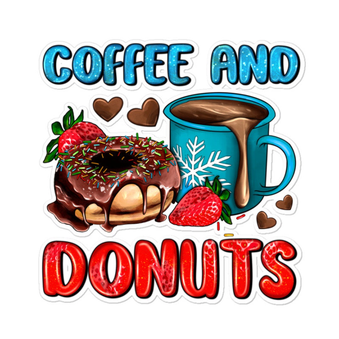 Coffee and Donuts Sticker - Etsy