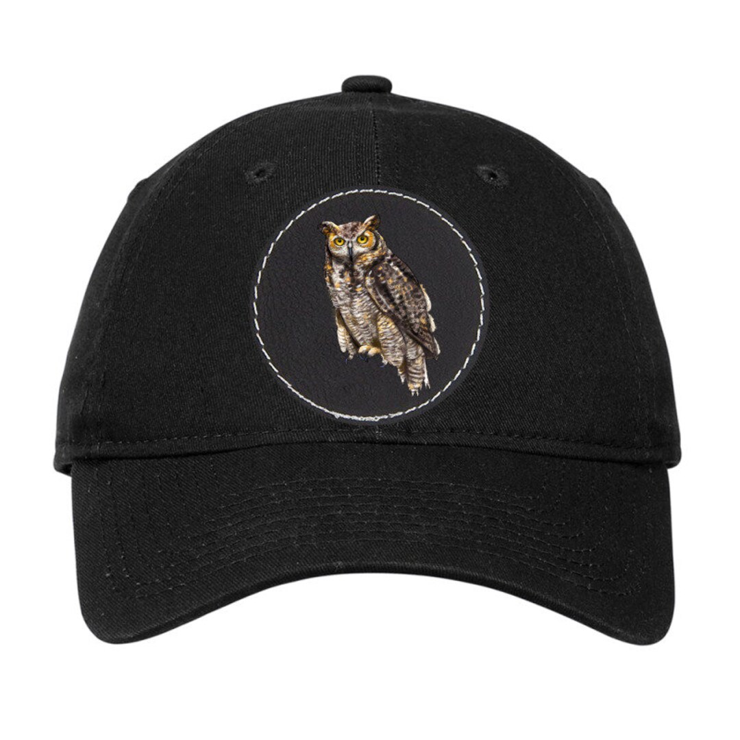 Great Horned Owl Adjustable Cap Leatherette Patch - Etsy
