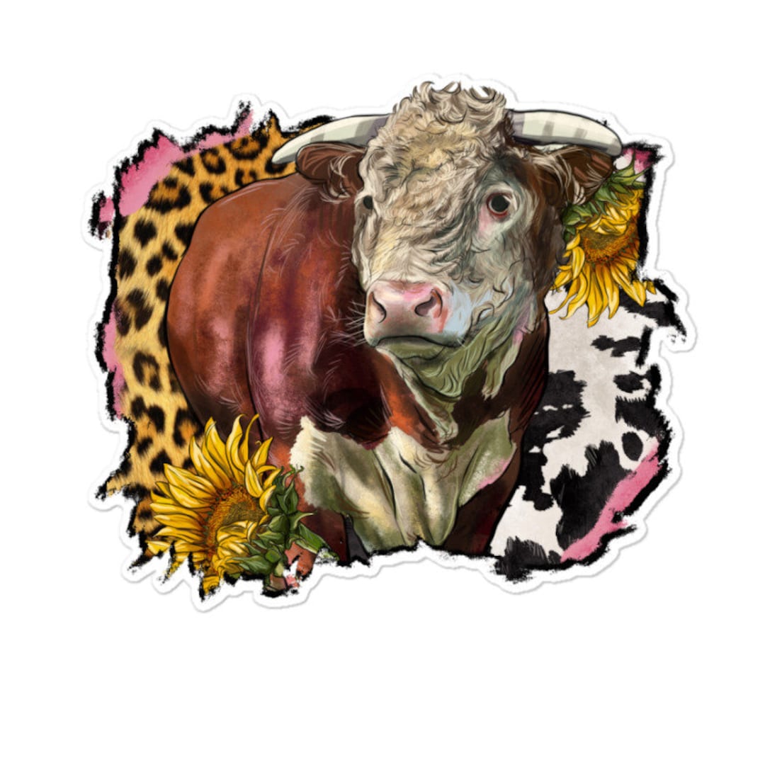 Hereford Bull Western Background Sticker - Etsy