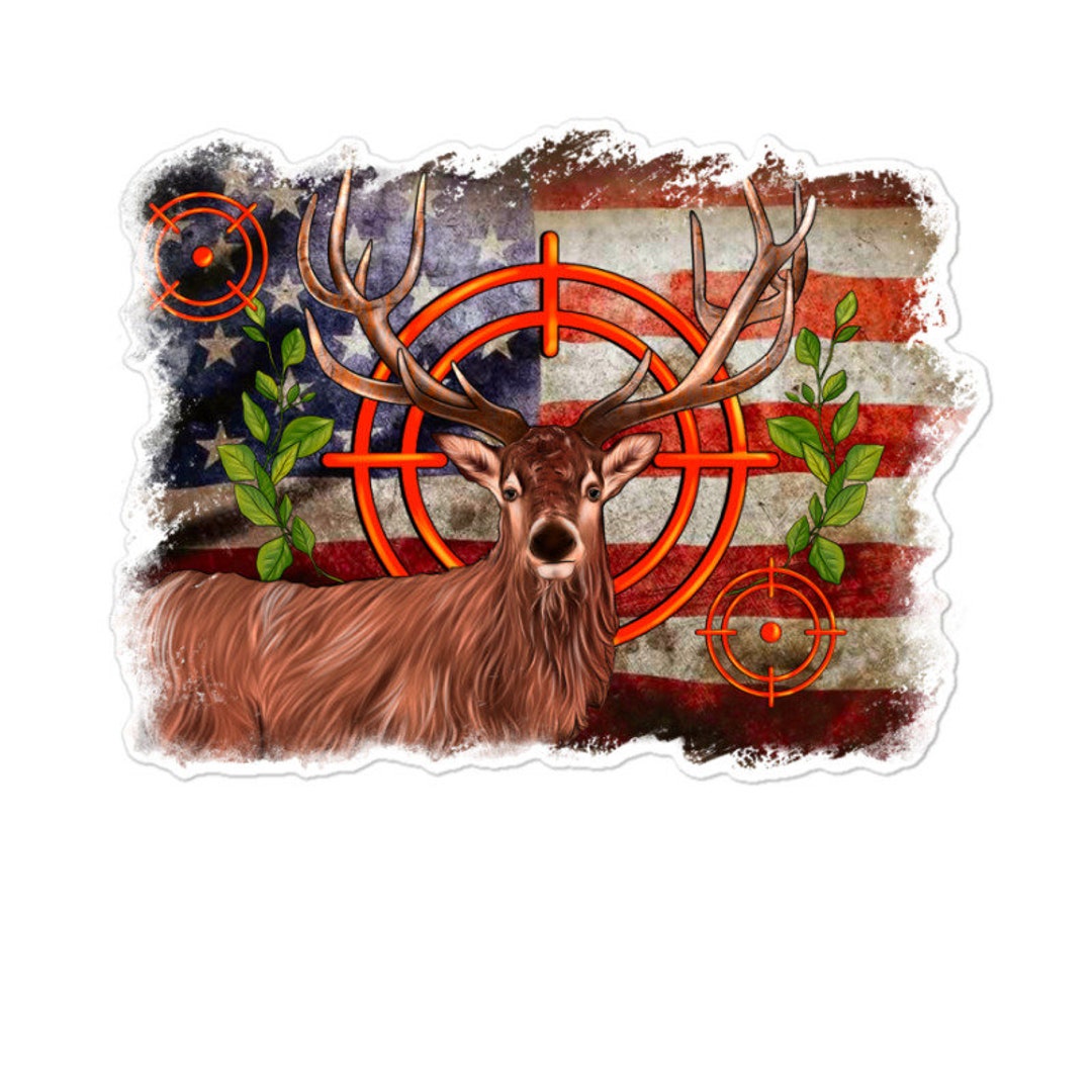 Deer Hunting Target American Flag Background Sticker - Etsy