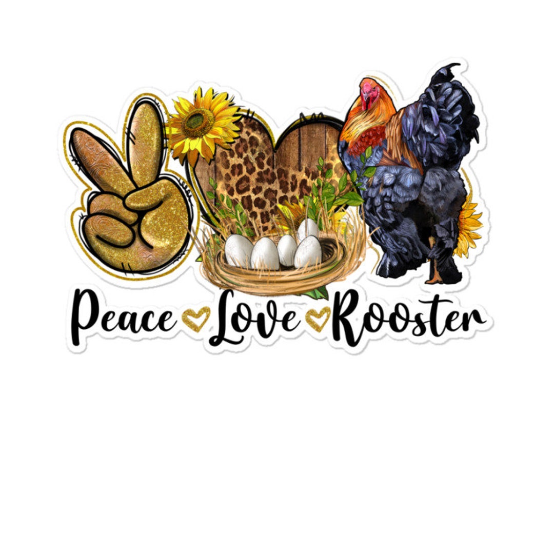 Peace Love Rooster Sticker - Etsy