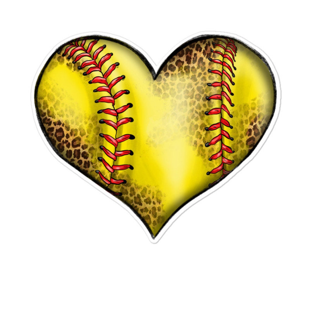 Softball Heart Sticker - Etsy