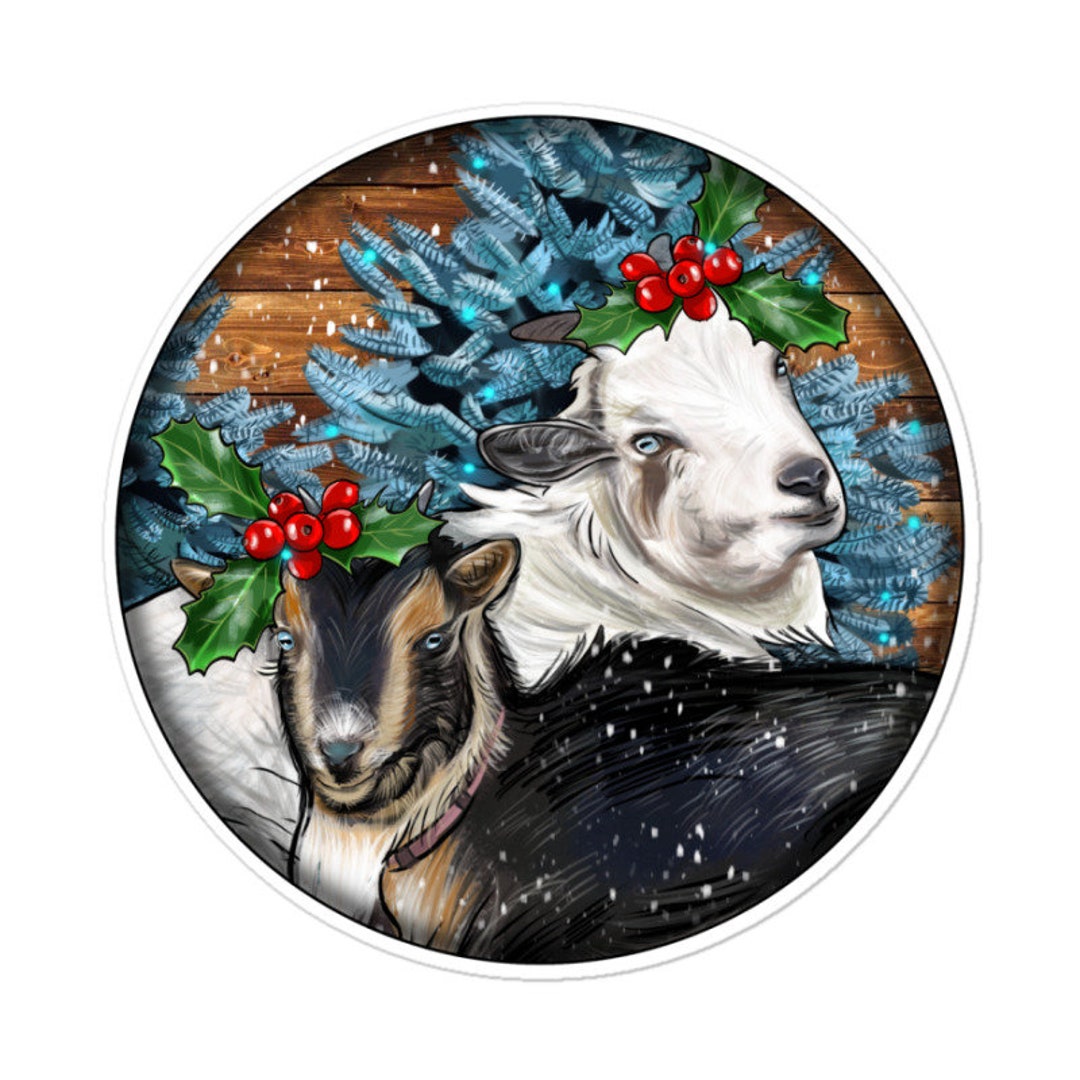Two Baby Goat Christmas Sticker - Etsy