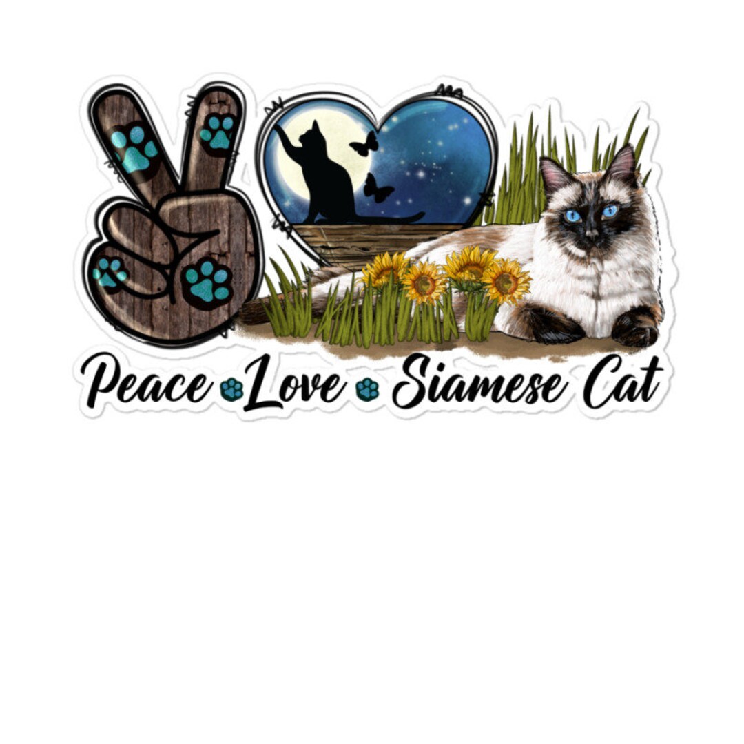 Peace Love Siamese Cat Sticker - Etsy