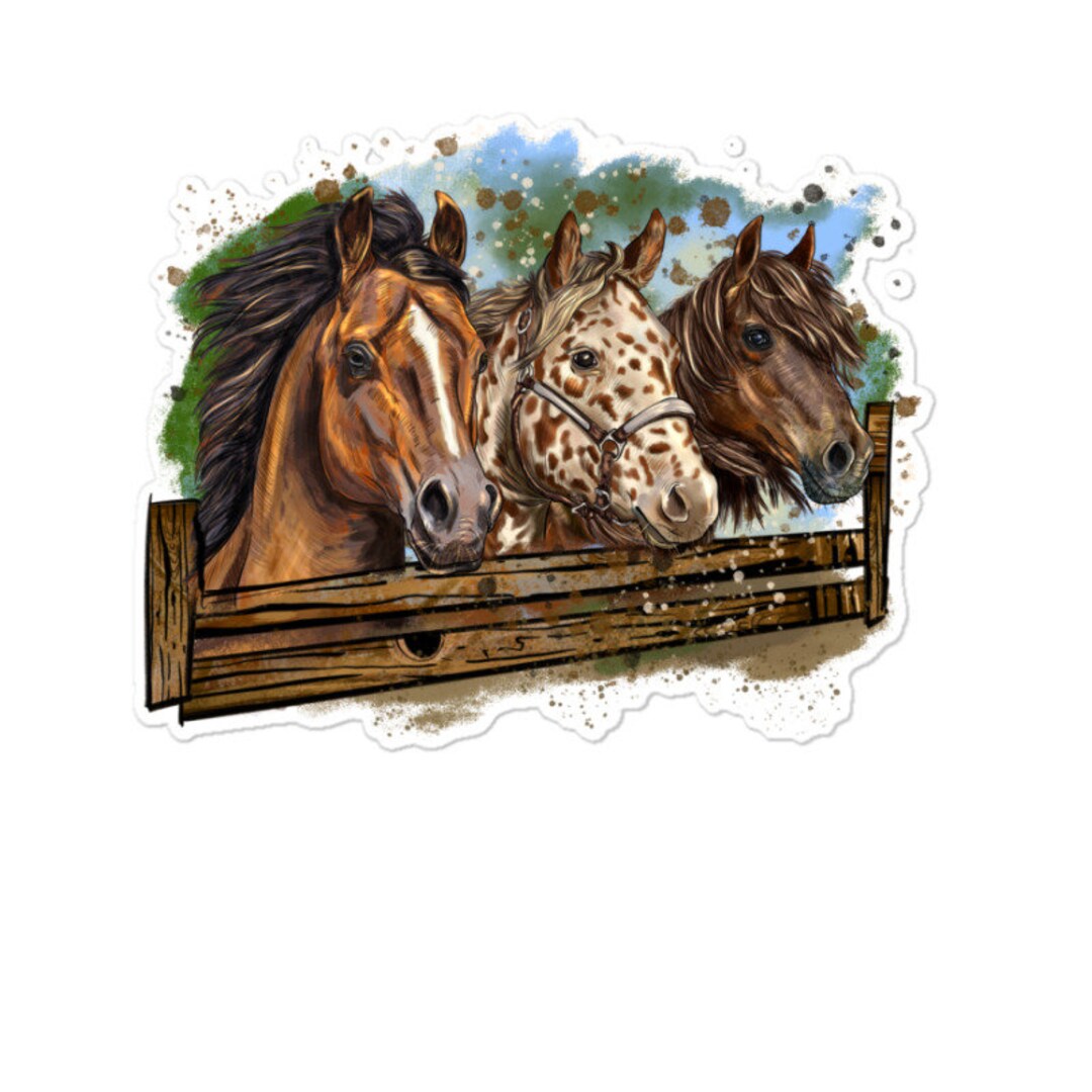 3 Horses at the Ranch Sticker - Etsy