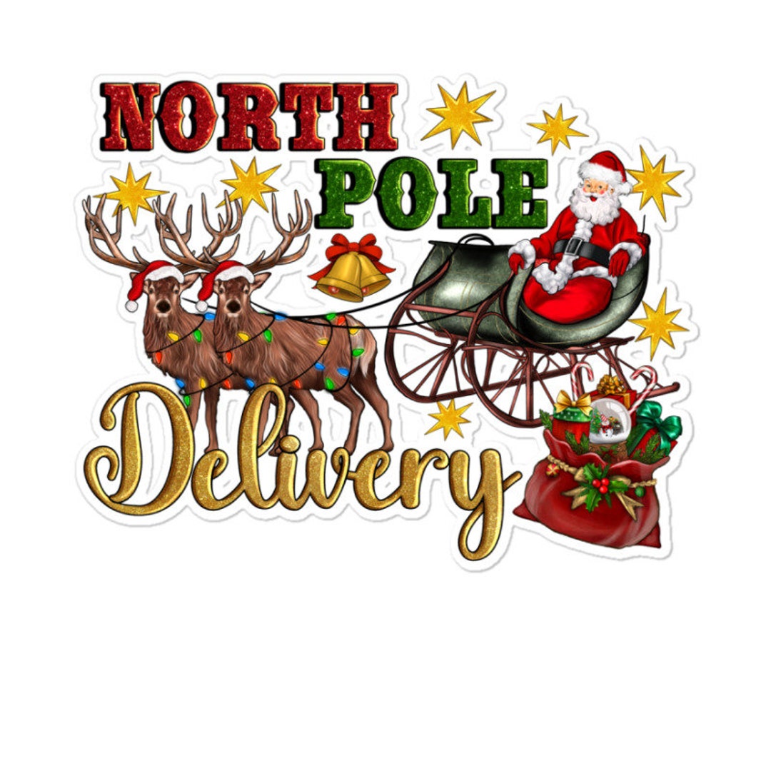 North Pole Delivery Santa Sleigh Sticker Santa Claus Sticker - Etsy