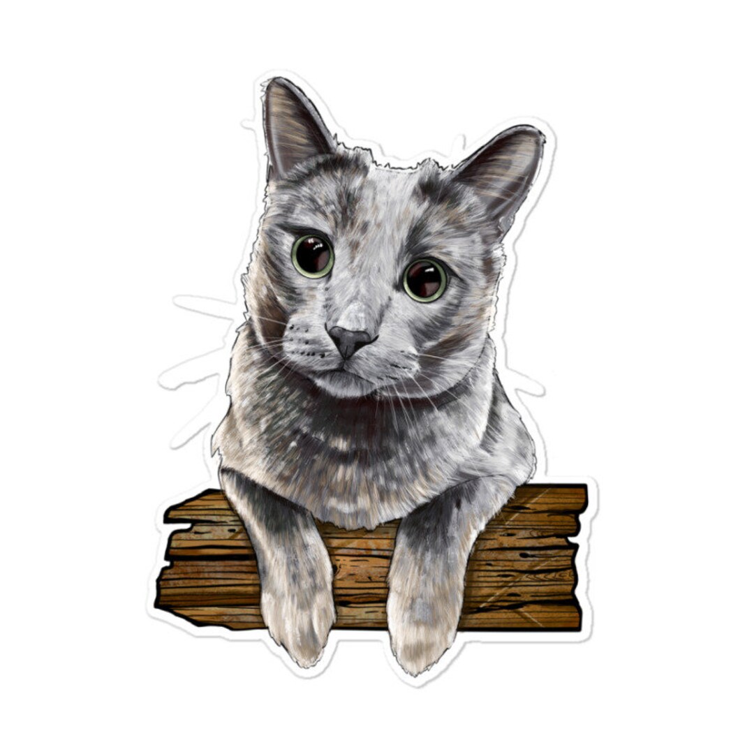Russian Blue Cat Face Sticker - Etsy