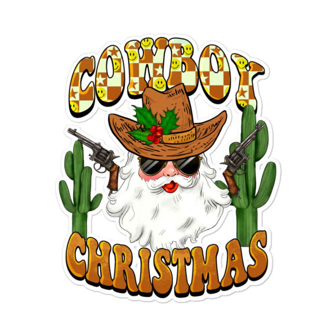 Cowboy Christmas Santa Sticker - Etsy
