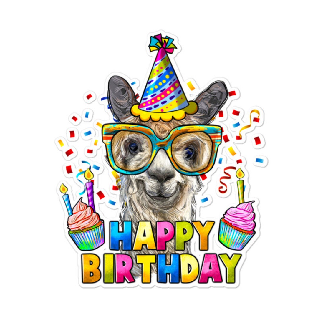 Happy Birthday Alpaca Sticker - Etsy