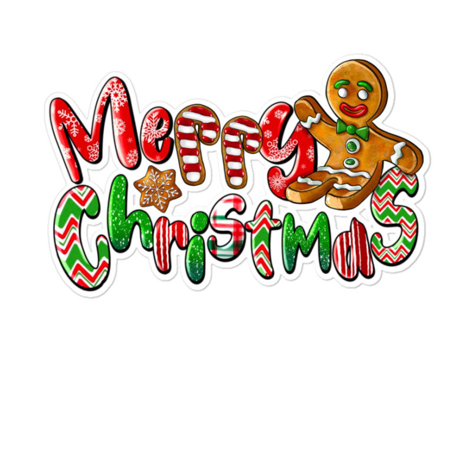 Merry Christmas Gingerbread Man Sticker - Etsy